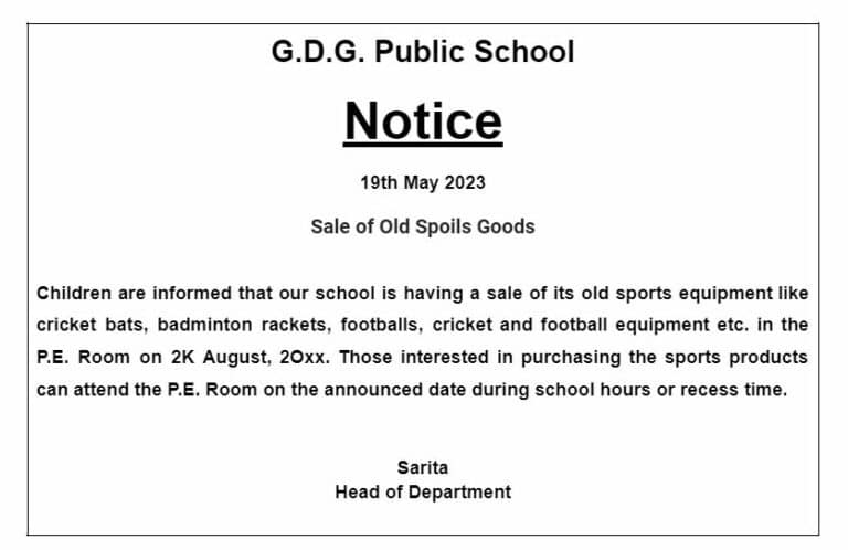 Notice Writing: Format, Types, Topics And Examples In 2022